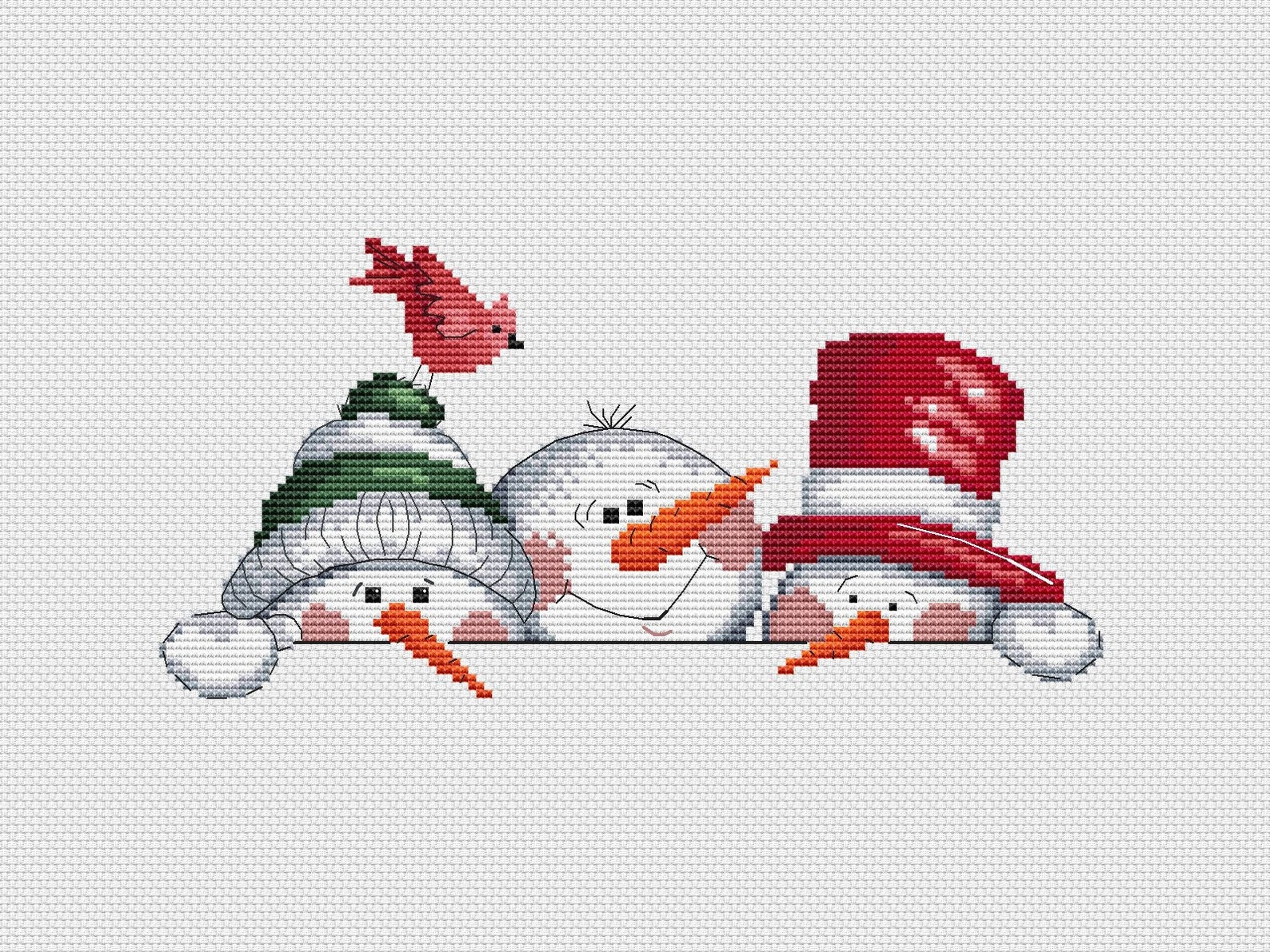 Snowmen Cross Stitch Pattern Christmas Cross Stitch Pdf Cute - Etsy