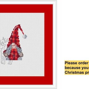 Buffalo Plaid Cross Stitch Pattern, Gnome Red Counted Cross Stitch ...