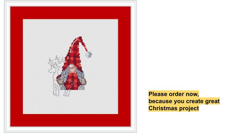 Buffalo Plaid Cross Stitch Pattern Gnome Red Counted Cross - Etsy