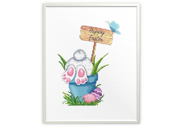 Easter Cross Stitch Pattern Bunny Cross Stitch Small Eggs - Etsy