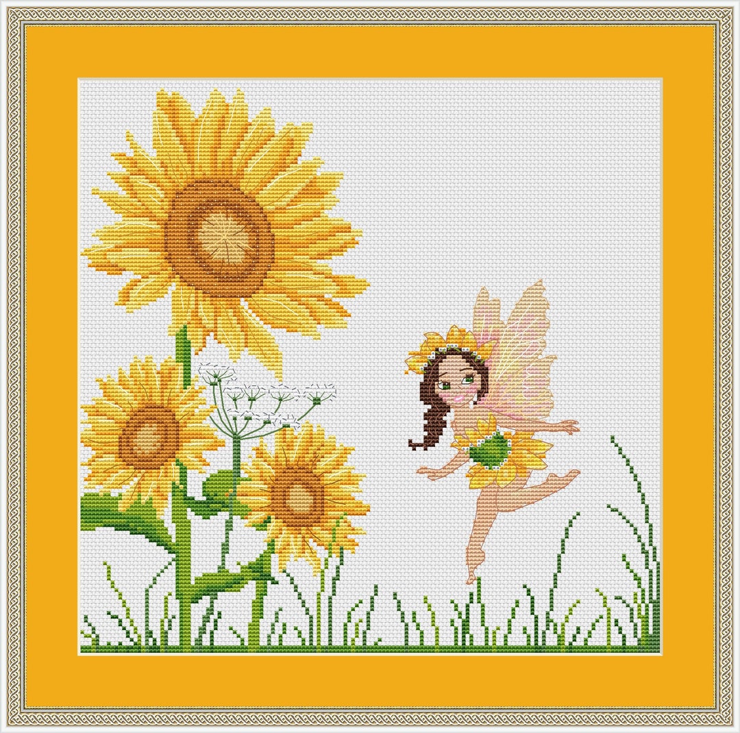 Sunflower Cross Stitch Pattern Floral Cross Stitch Pattern Fairy Cross ...