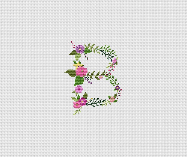 Letter Cross Stitch Pattern Initial B Monogram Name Pdf - Etsy