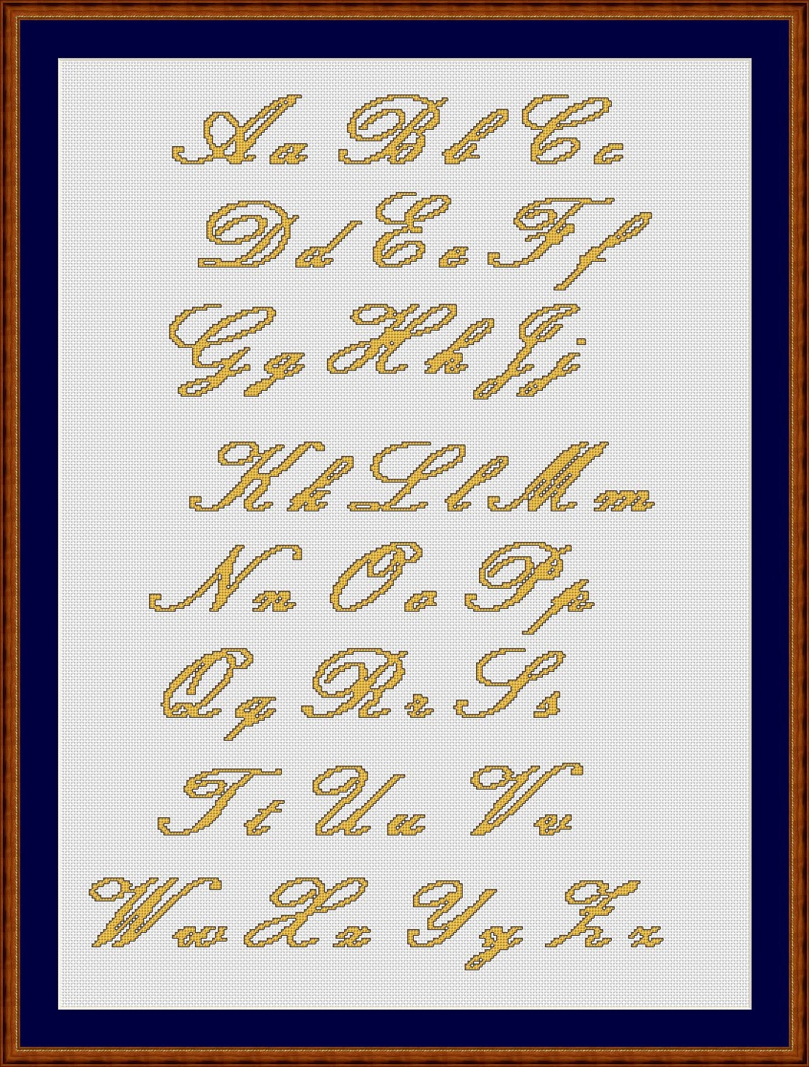 Counted Cross Stitch Alphabet Pattern Font Cursive Letters - Etsy