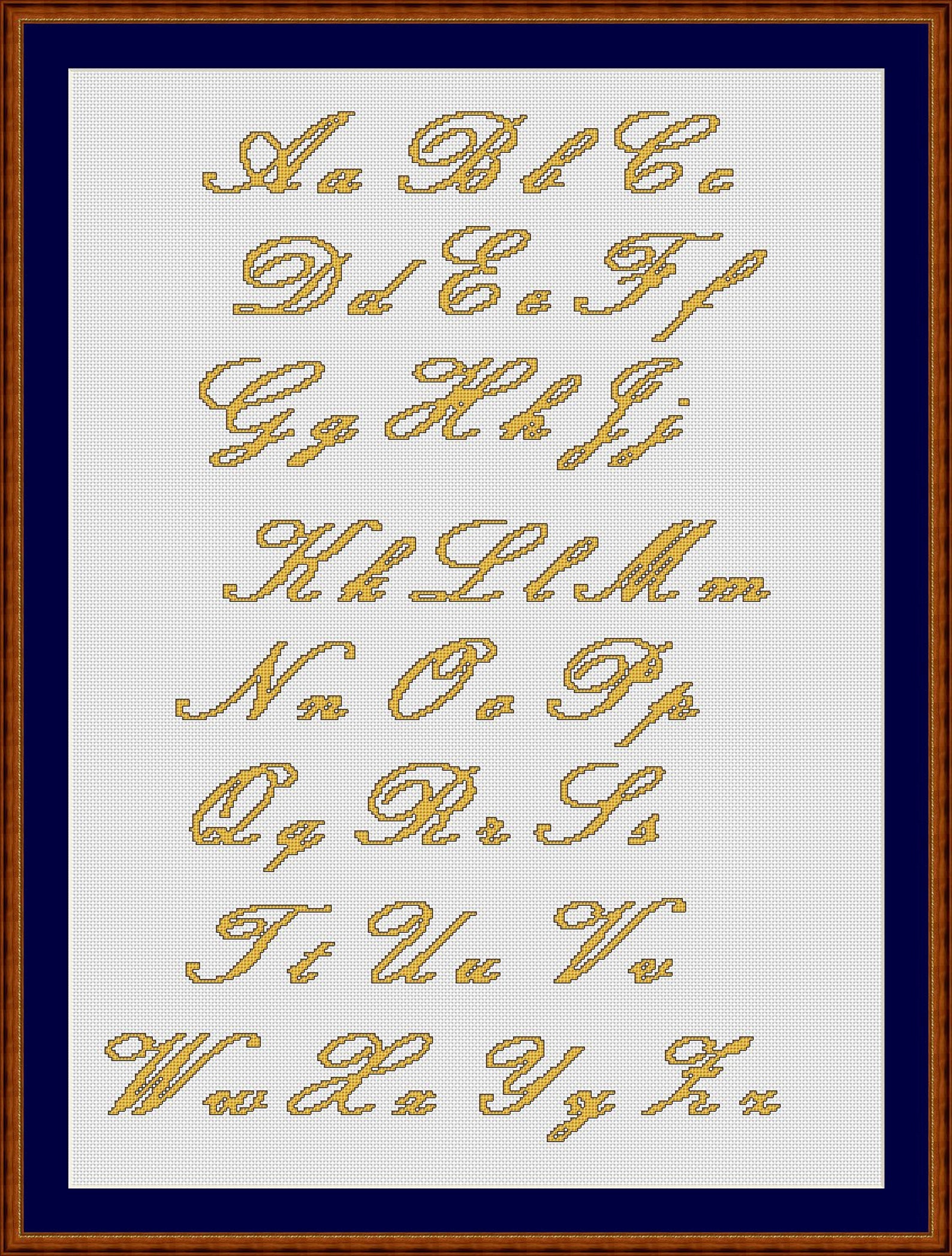 Counted Cross Stitch Alphabet Pattern Font Cursive Letters - Etsy