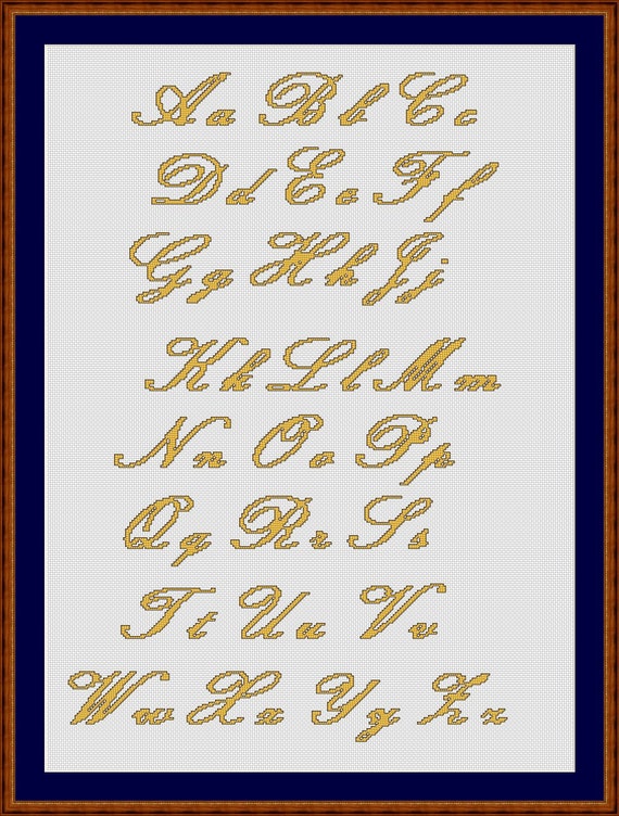 Counted Cross Stitch Alphabet Pattern Font Cursive Letters | Etsy