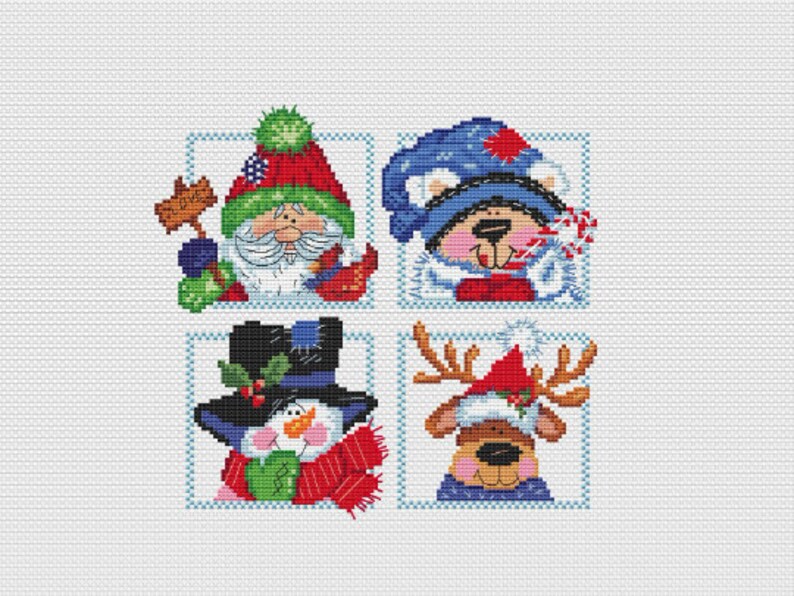 Snowmen Cross Stitch Pattern Christmas Cross Stitch Pdf Cute - Etsy
