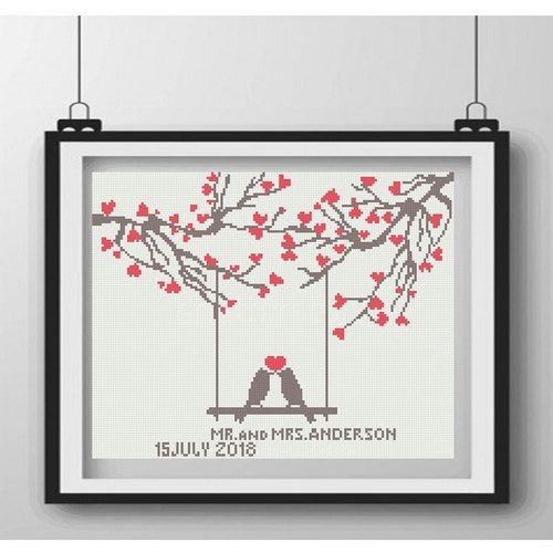 Wedding Cross Stitch Pattern Love Tree Wedding Tree Round | Etsy