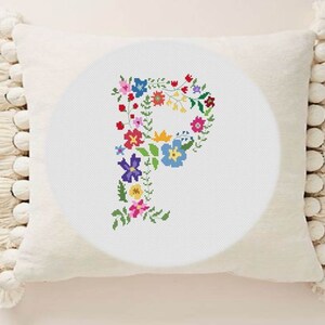 Letter Y Cross Stitch Pattern Floral Monogram Name Initial Embroidery ...