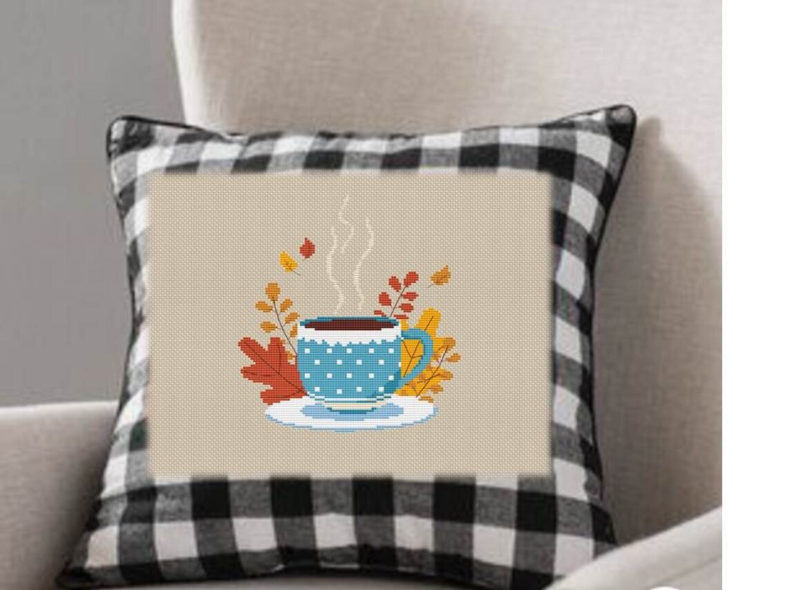 Tea Cup Cross Stitch Pattern Fall Ornament Coffe Cup - Etsy