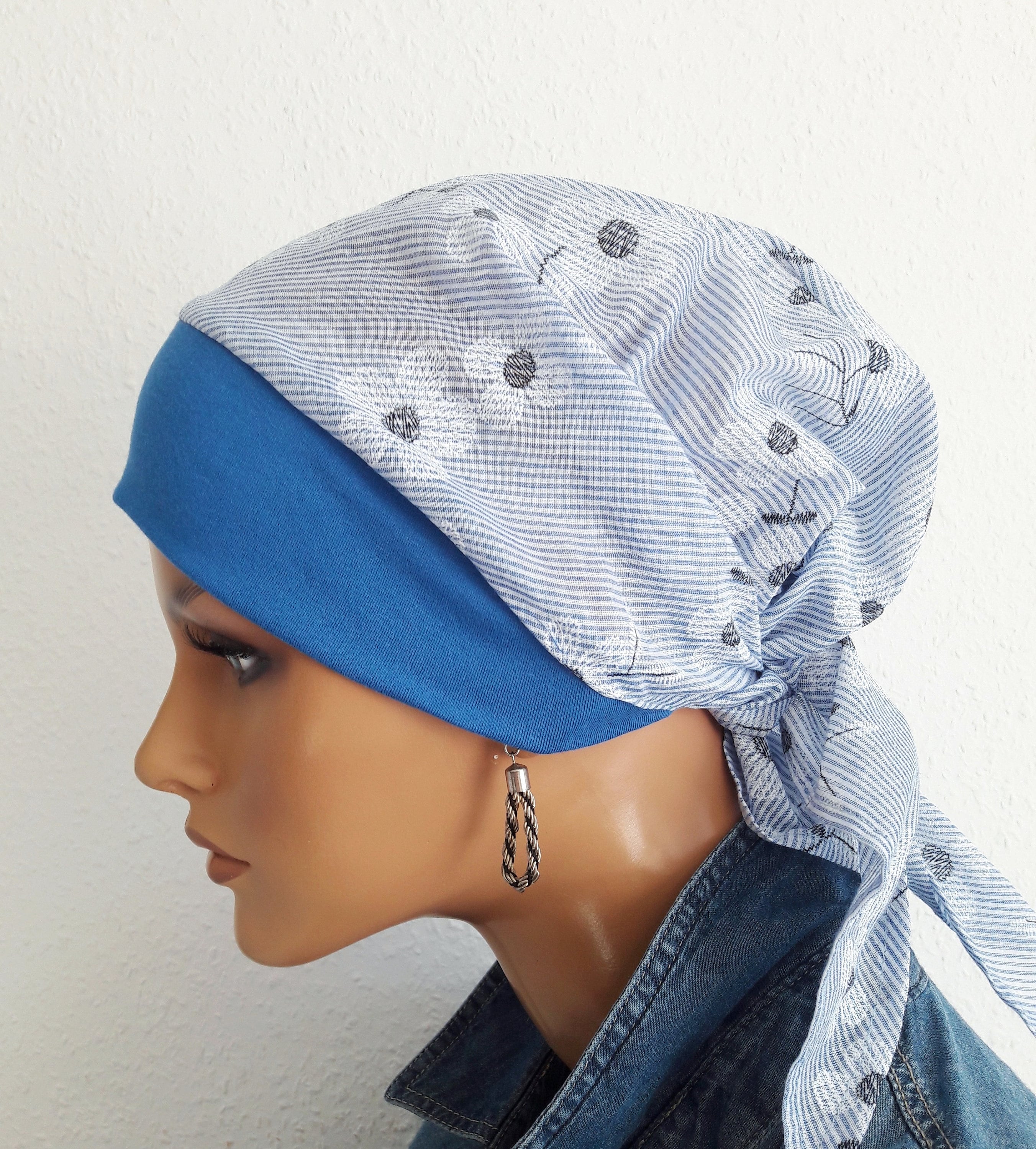 Leichte DAMEN Sommer Kopftuch Mütze Hell Blau 100% Baumwolle - Etsy.de