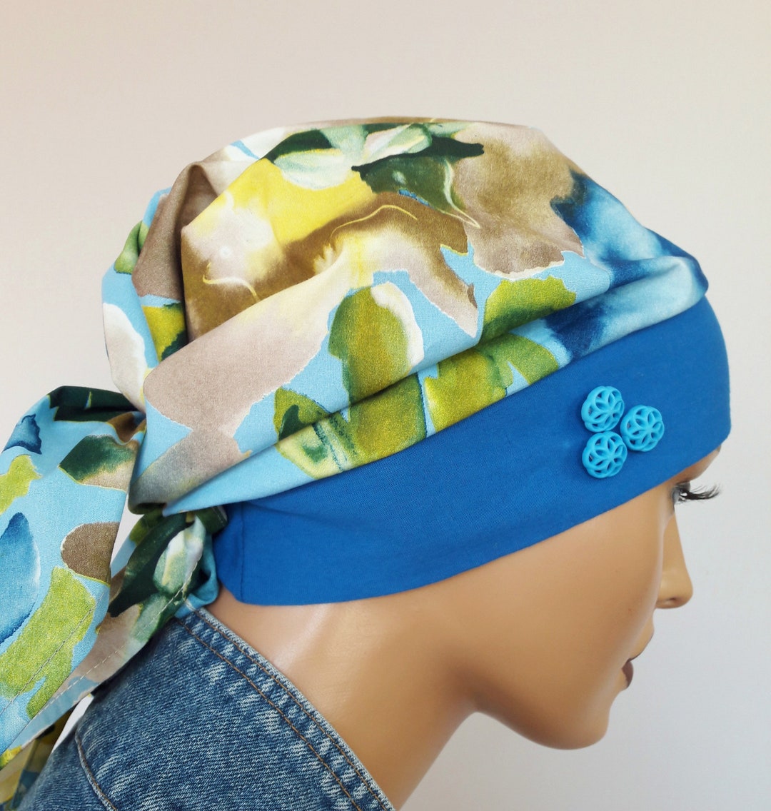 Summer Womens Head Scarf Bandana Hat Blue Beige Turquoise Green Yellow