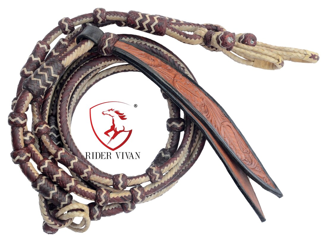 20 Plaits Romal Reins, Romal Reins Chestnut Cherry & Natural Rawhide ...