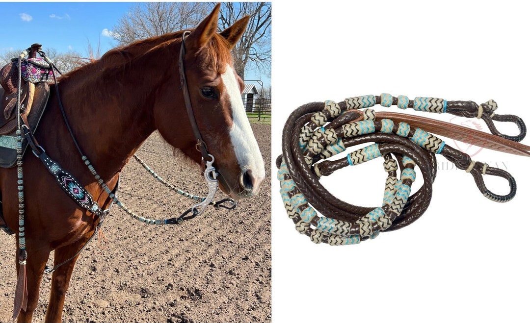 Romel Reins 10 Plait Regular 55, Brown Soft Leather Romal Reins, Romel ...