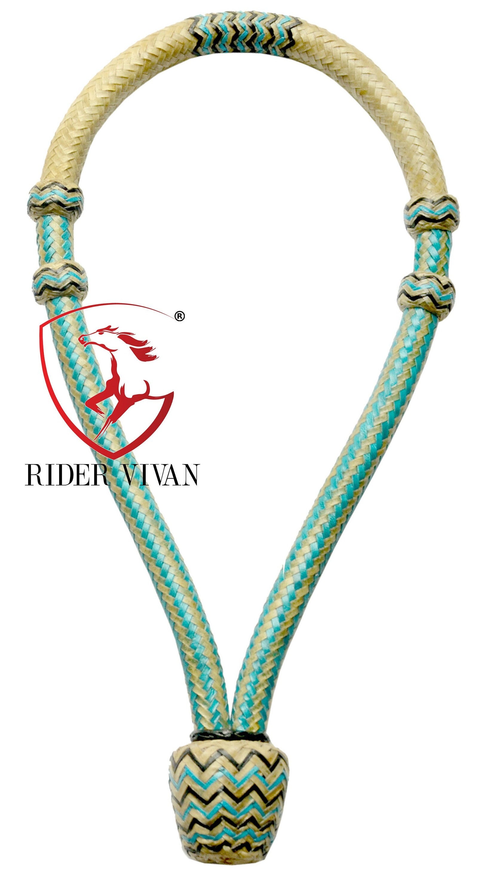 Hand-crafted Bosal, Horse Bosal Natural & Turquoise, 28 Plaits Rawhide ...