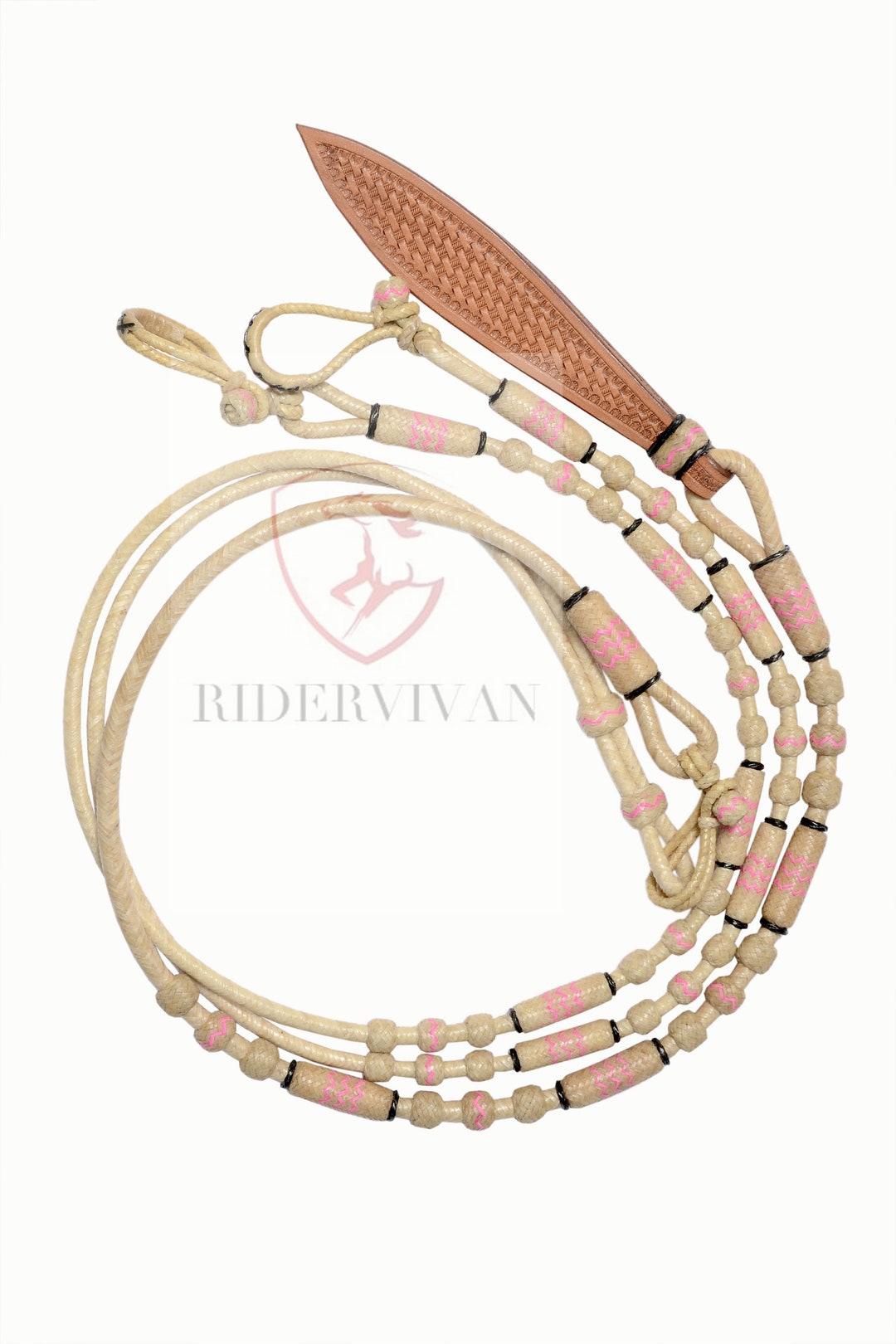 Hand Crafted Rawhide Romal Reins, 55", Pink Weaving - Etsy