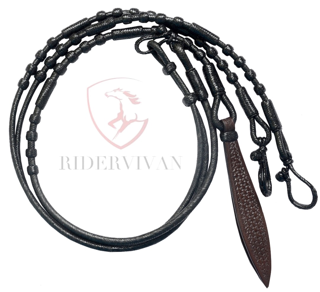 Romal Reins Black Cow Rawhide, Romel 20 Plaits, Regular 55" Romal Reins ...