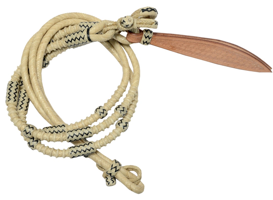 Hand-braided Romel Reins, 20 Plaits Romal Reins, 55" Natural Romal ...