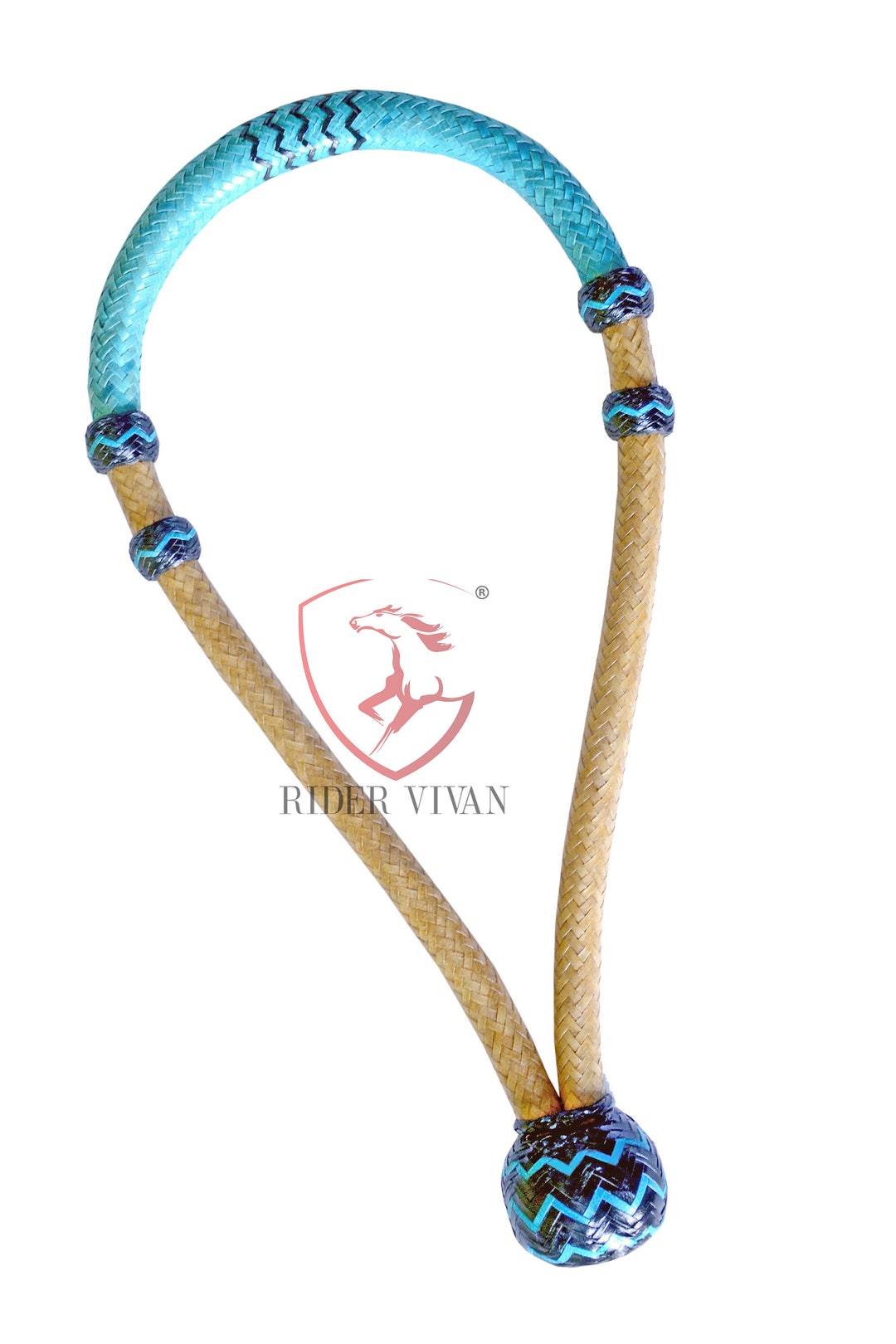 Hand-crafted Bosal, Horse Bosal Natural & Turquoise, 24 Plaits Rawhide ...