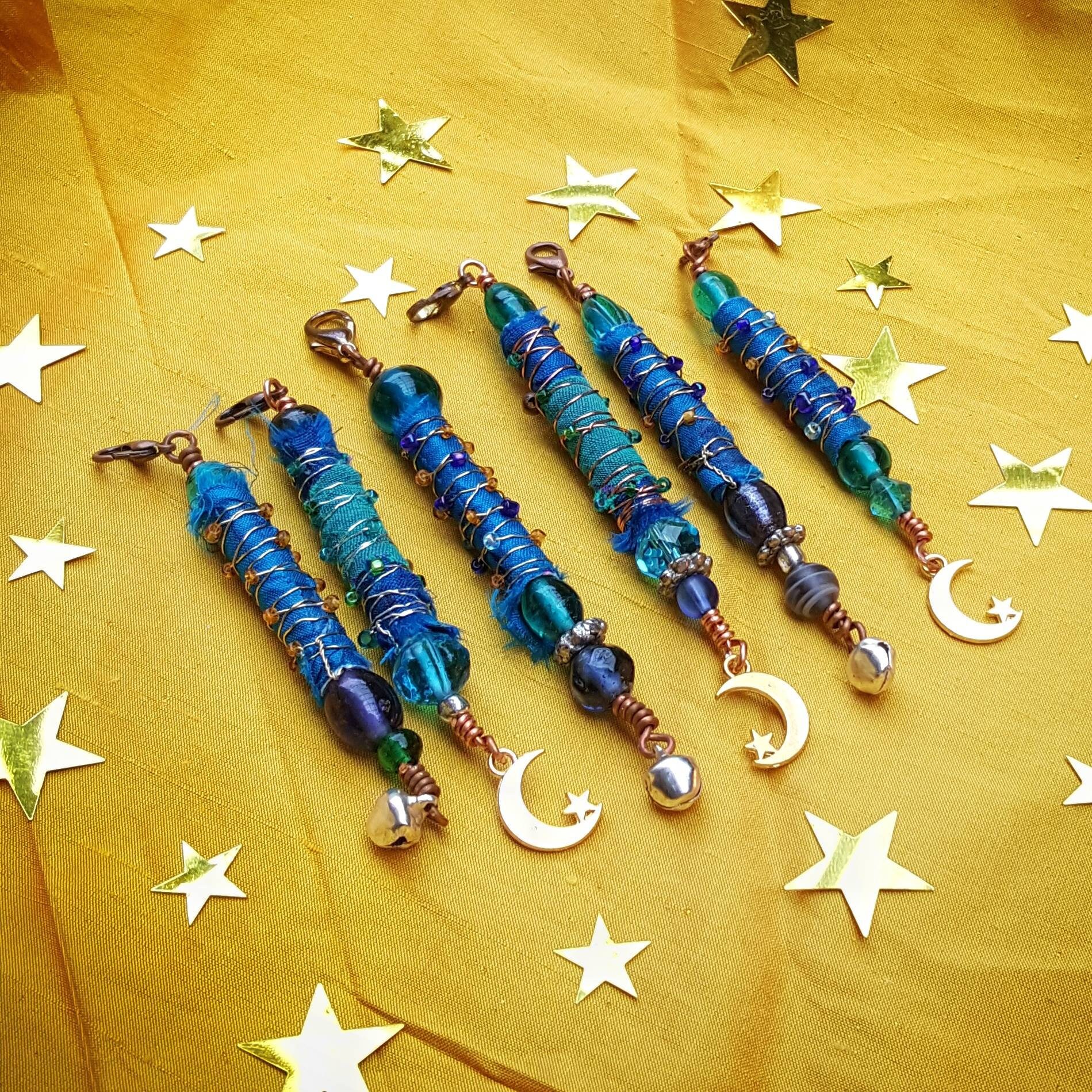 BLUE TEAL Upcycled recycled boho charm bead keychain junk | Etsy