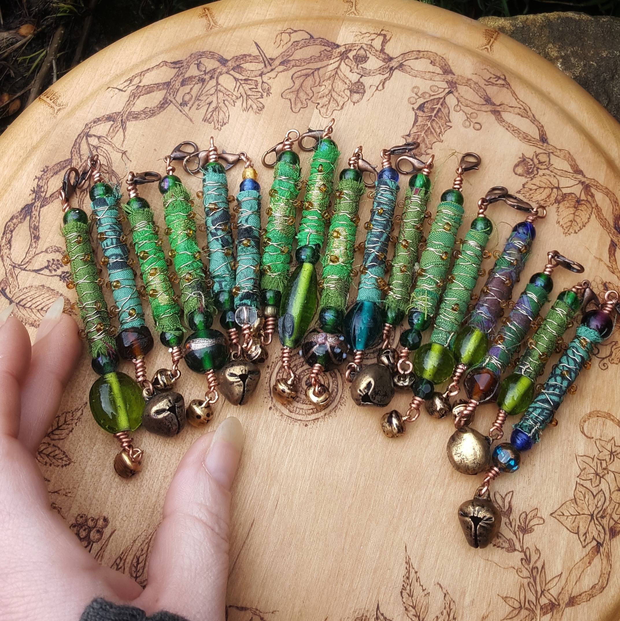 GREEN Witch Recycled Boho Charm Bead Keychain Junk Journal - Etsy UK