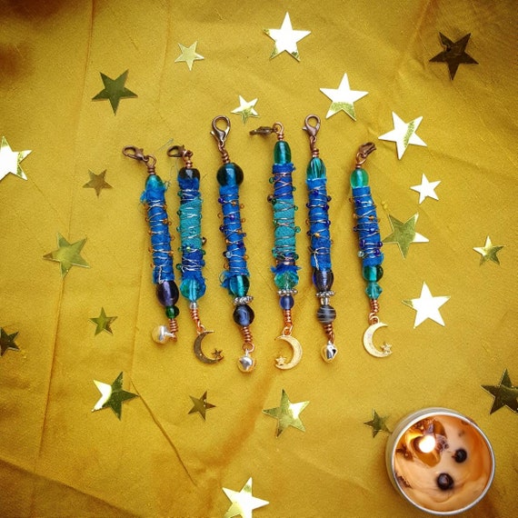 BLUE TEAL Upcycled Recycled Boho Charm Bead Keychain Junk | Etsy