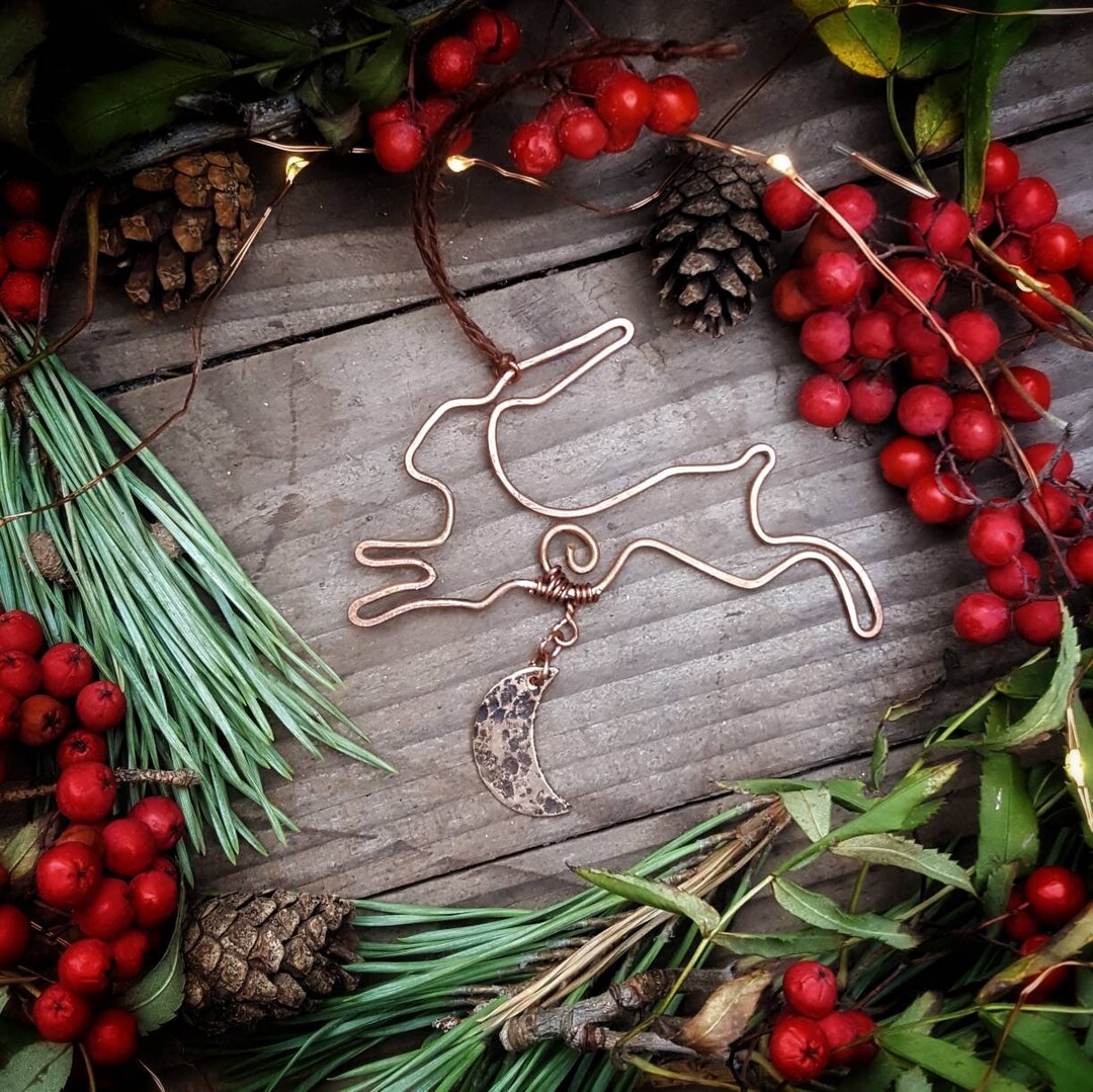 Recycled Copper Wild Moon Hare Yule Tree Ornament Pagan - Etsy