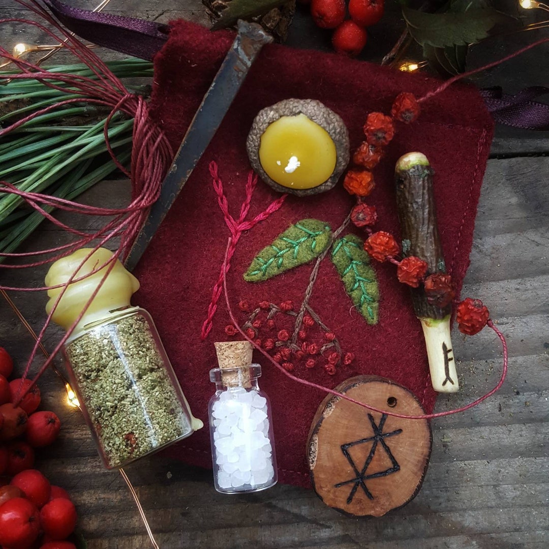 Hand Embroidered Natural Handmade Rowan Protection Spell Pouch - Etsy UK