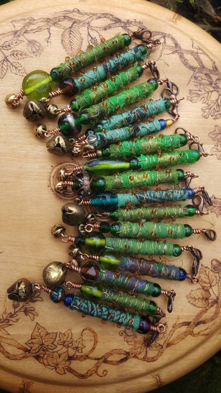 GREEN Witch Recycled Boho Charm Bead Keychain Junk Journal - Etsy UK