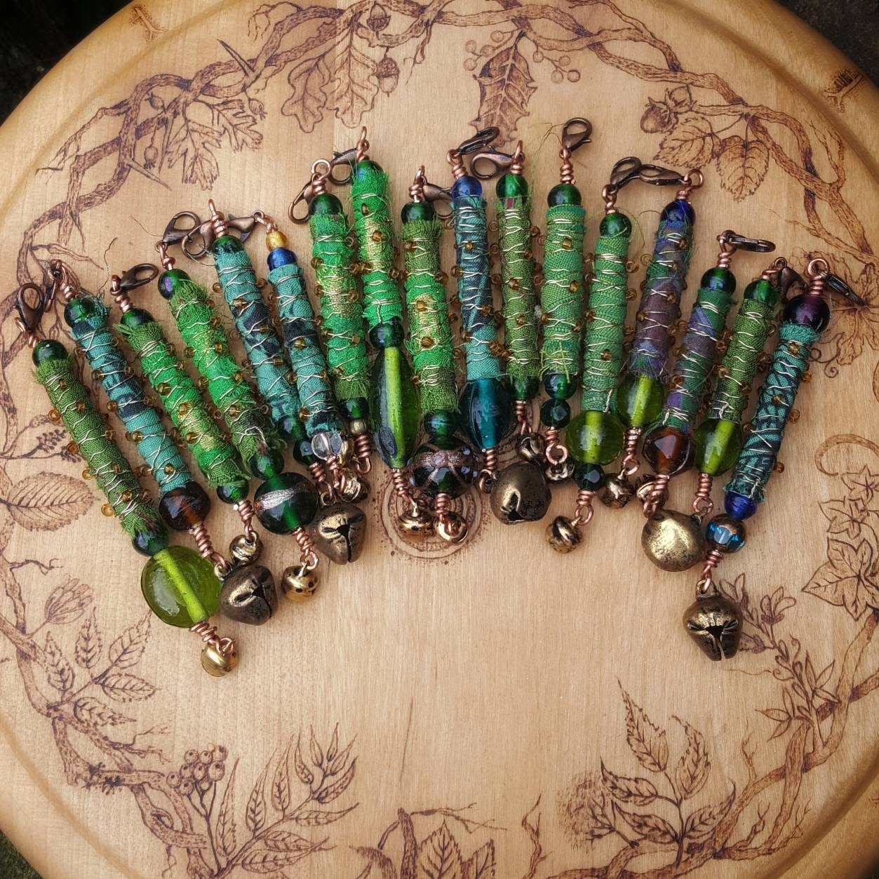 GREEN Witch Recycled Boho Charm Bead Keychain Junk Journal - Etsy UK