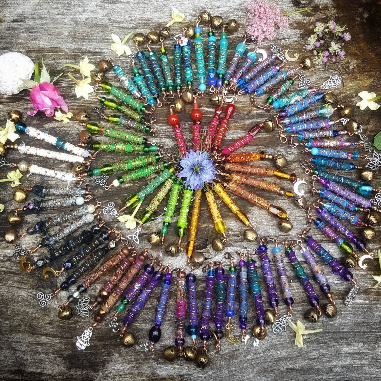 TURQUOISE Magic Recycled Boho Charm Bead Keychain Junk Journal - Etsy UK