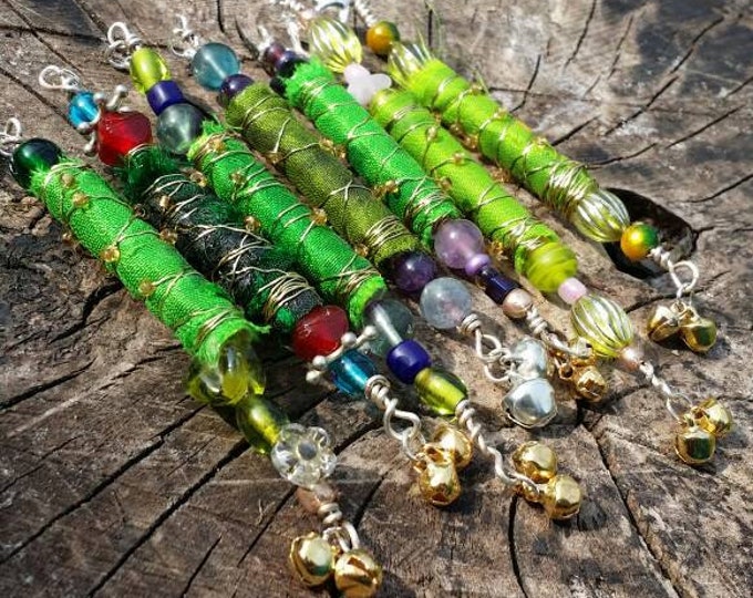 GREEN Upcycled Recycled Boho Charm Bead Keychain Junk Journal - Etsy