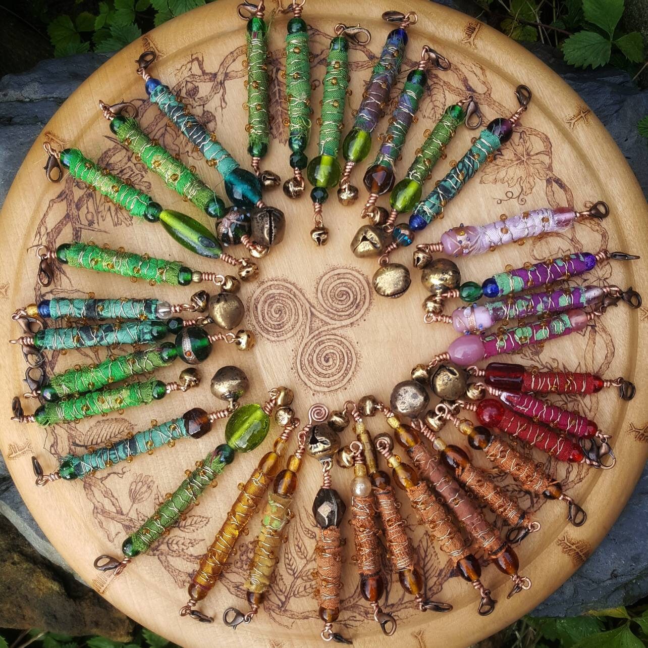 GREEN Witch Recycled Boho Charm Bead Keychain Junk Journal - Etsy UK