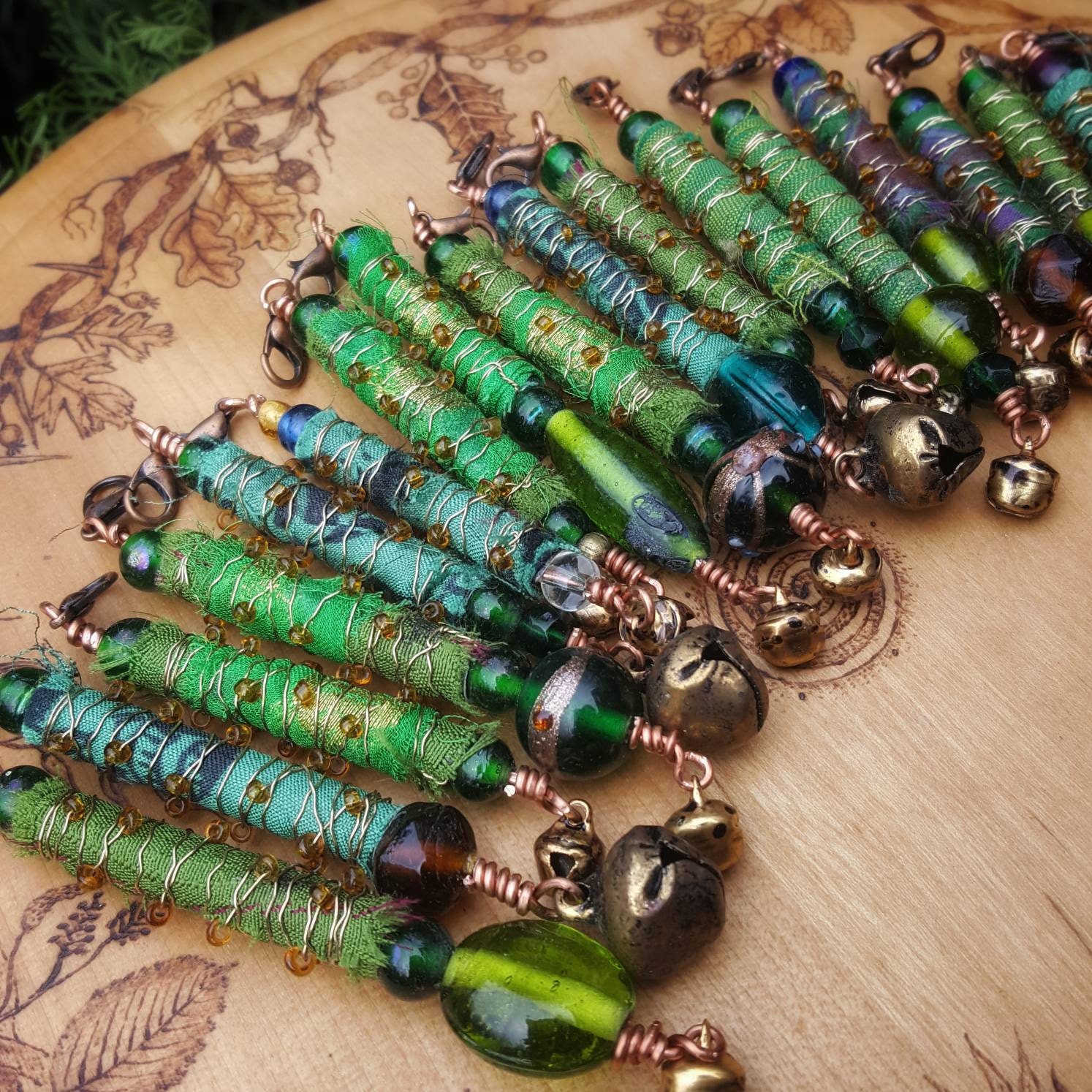 GREEN Witch Recycled Boho Charm Bead Keychain Junk Journal - Etsy UK