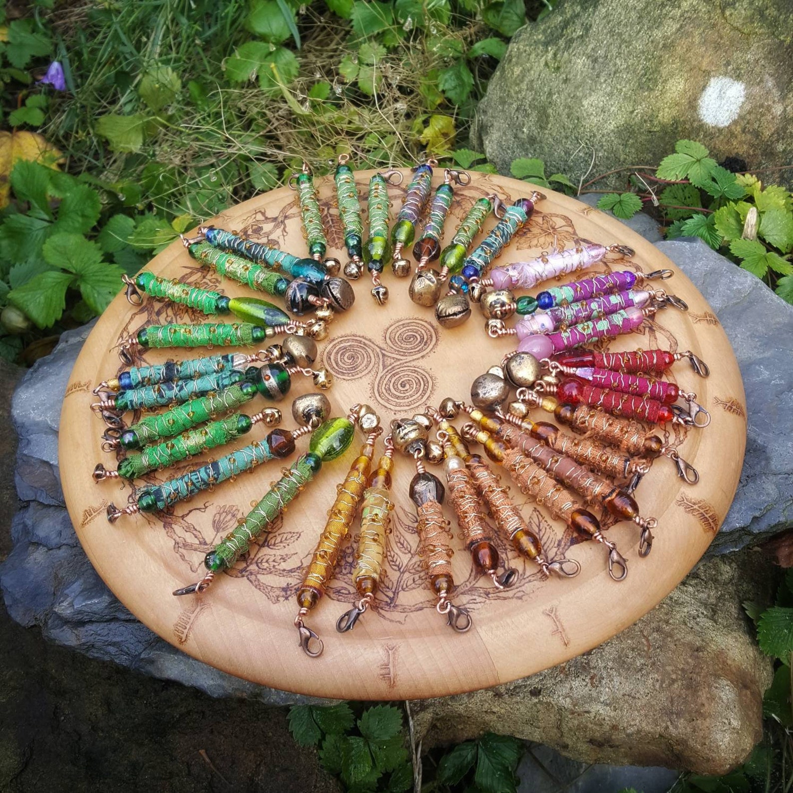 GREEN Witch Recycled Boho Charm Bead Keychain Junk Journal - Etsy UK