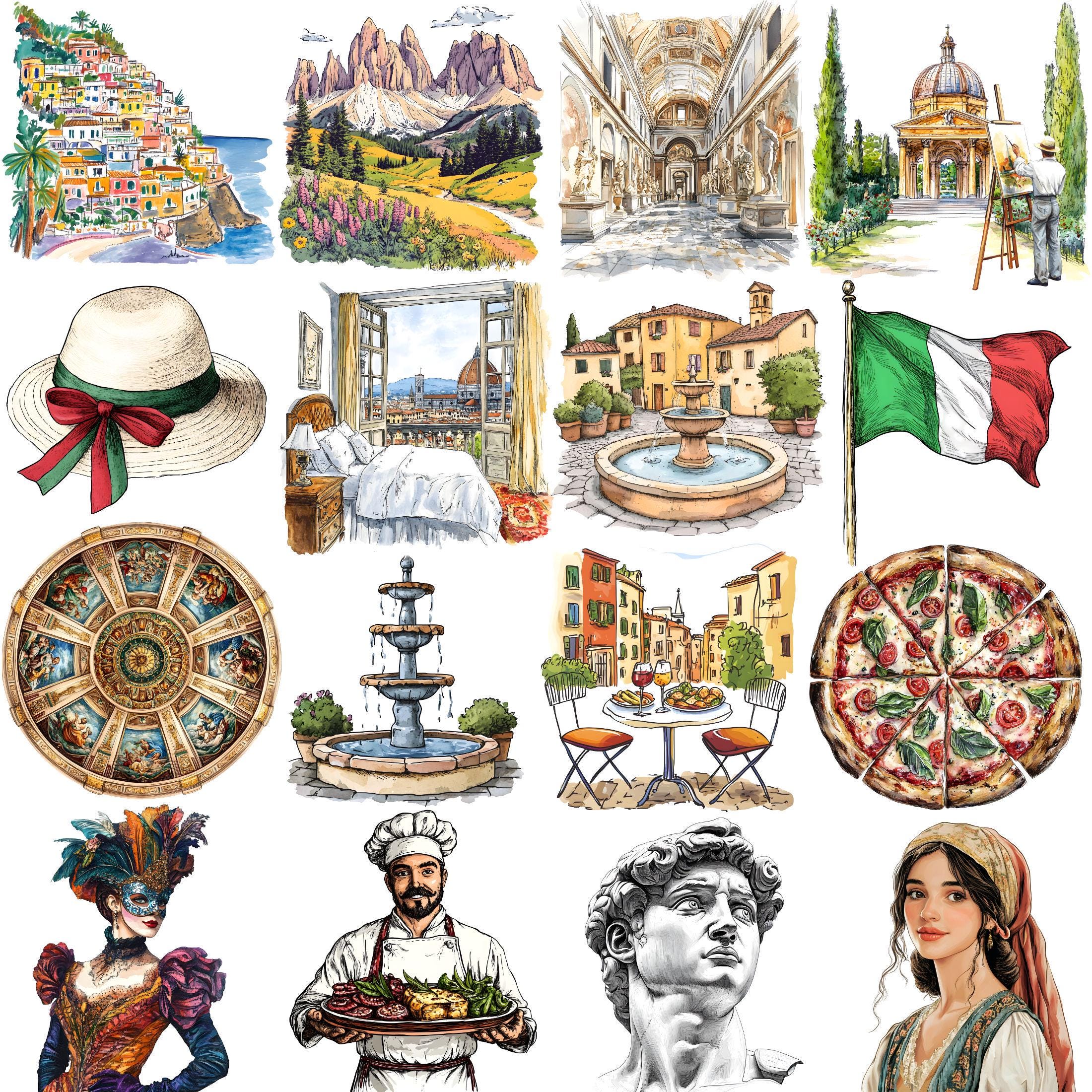 Italy Clipart Bundle, Italian Travel PNG, Commercial Use (digital ...