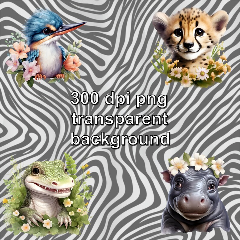 Safari Animals Clipart Cute Watercolor Animals, Baby Nursery Clipart ...