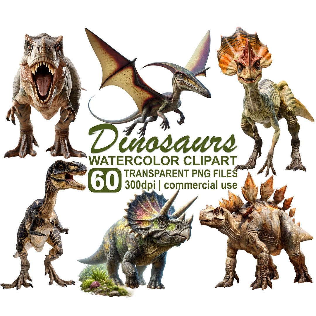 Dinosaurs Clipart Bundle, Dinosaur PNG, Dinosaur Images, T-rex Etc, 300 ...