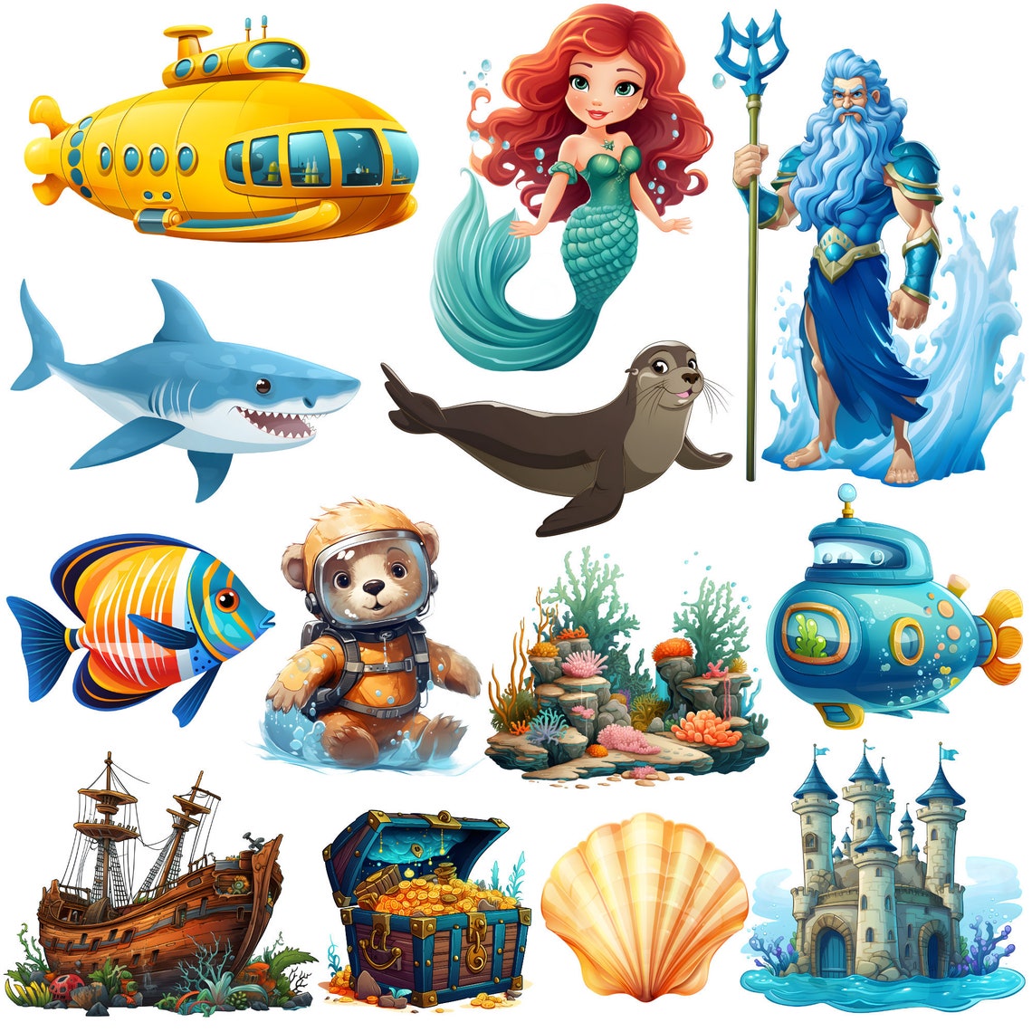 Bumper Clipart Bundle, Ocean Clipart, Sea Png, Underwater Clipart, Sea ...