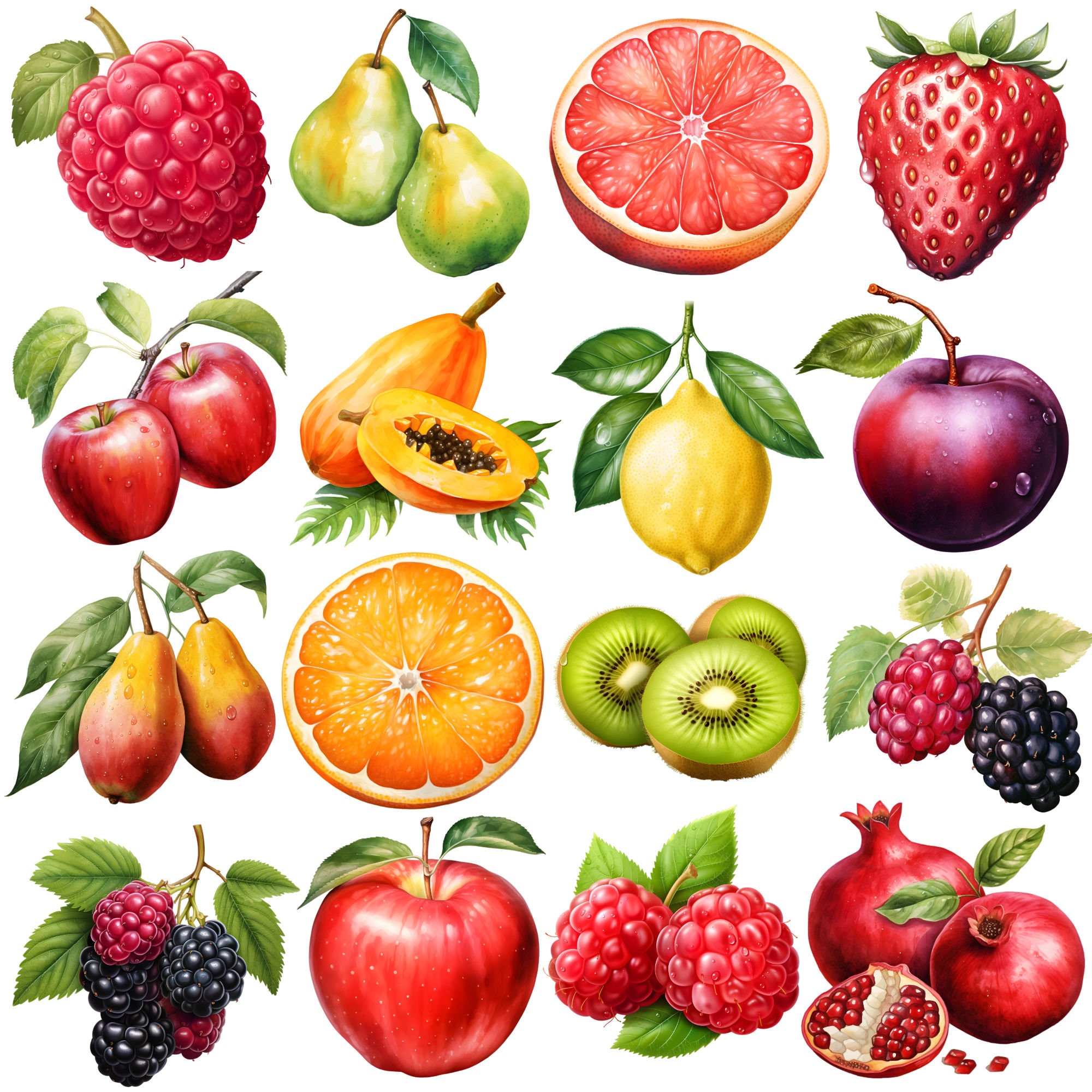Watercolor Fruit Clipart, Gardening Clipart, Farmers Market Food ...