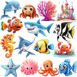 Bumper Clipart Bundle, Ocean Clipart, Sea Png, Underwater Clipart, Sea ...