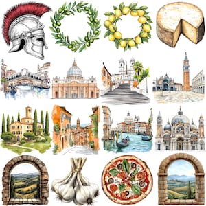Italy Clipart Bundle, Italian Travel PNG, Commercial Use (digital ...