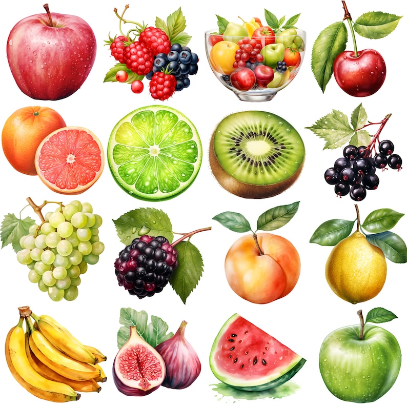 Watercolor Fruit Clipart, Gardening Clipart, Farmers Market Food ...
