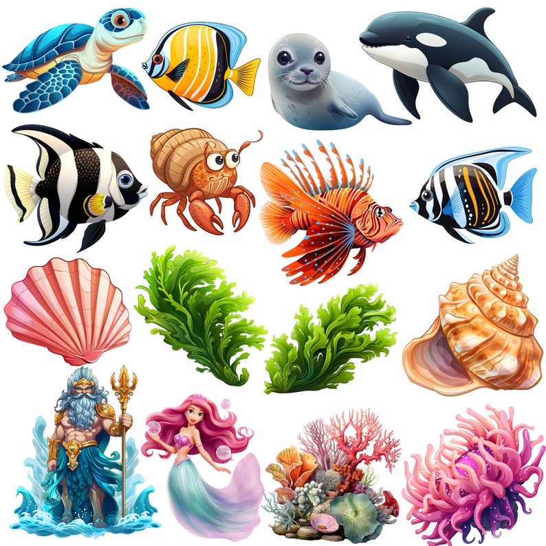 Bumper Clipart Bundle, Ocean Clipart, Sea Png, Underwater Clipart, Sea ...