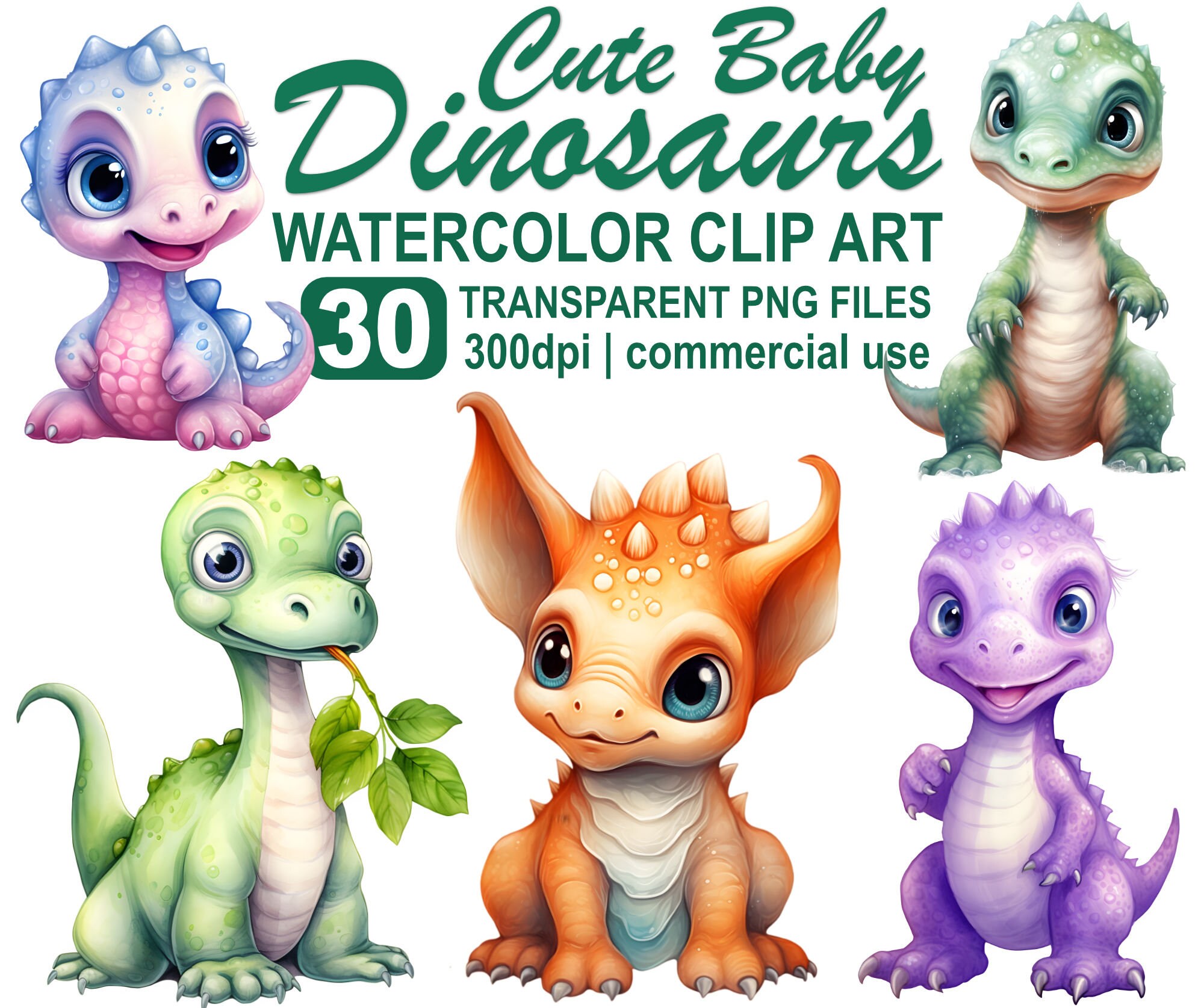 Cute Baby Dinosaurs Clipart Nursery Art, Cute Dino Baby Shower Clipart ...