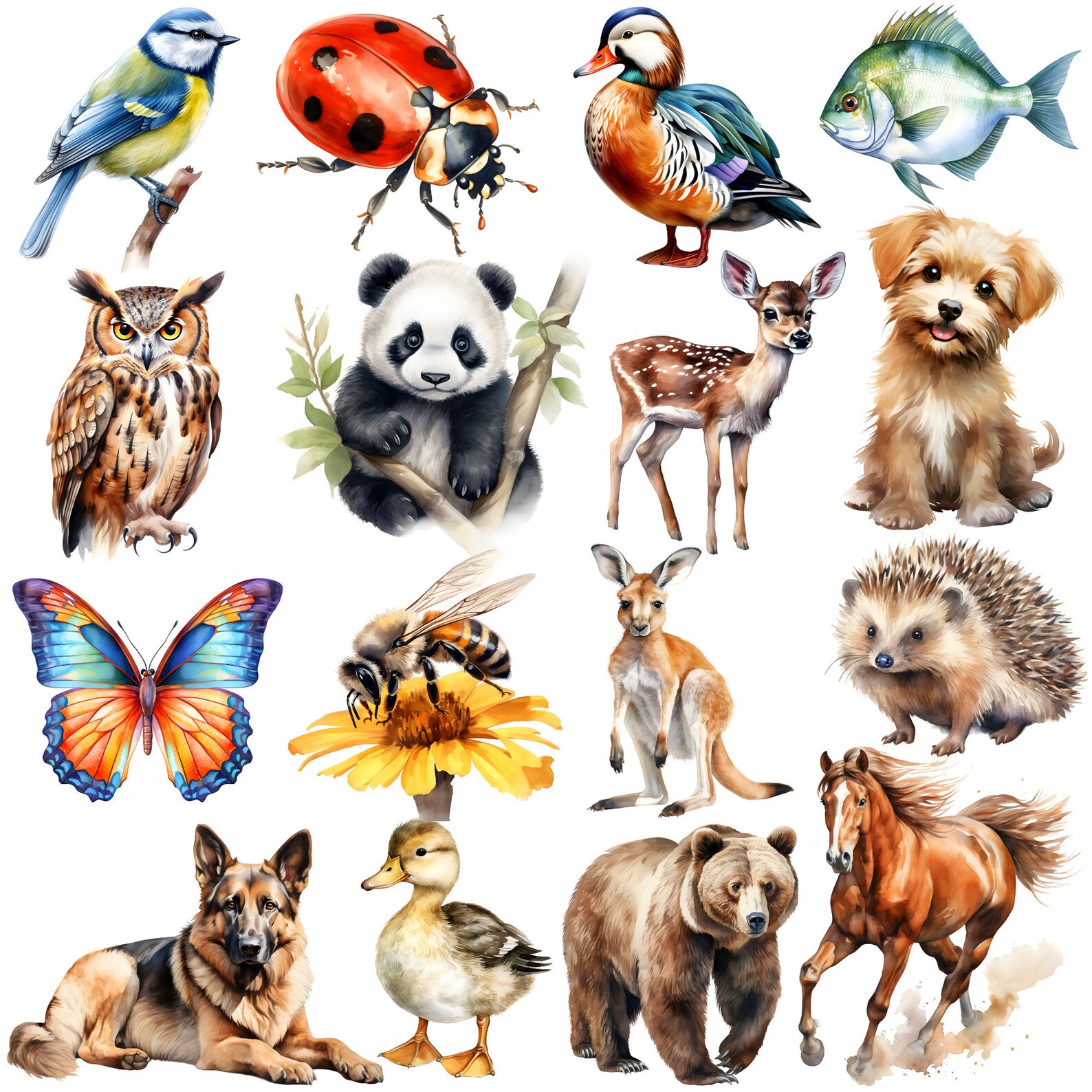 Watercolor Animals Clipart Bundle, Animal Png, Wild Animals, Farm ...