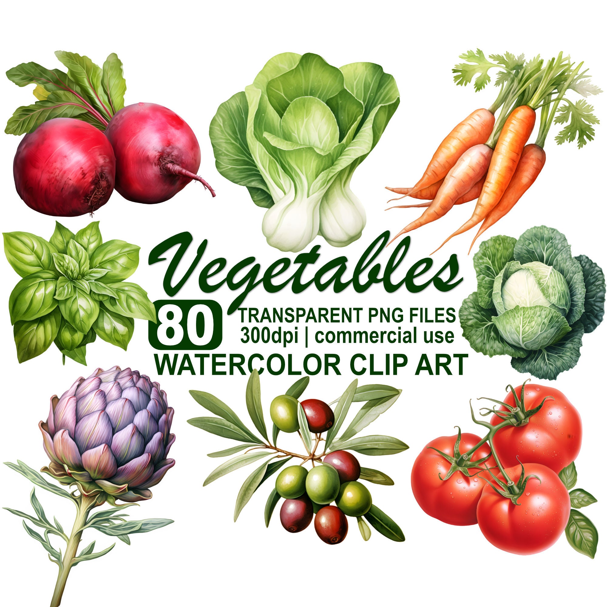 Watercolor Vegetables Clipart, Gardening Clipart Menu Food Clipart ...