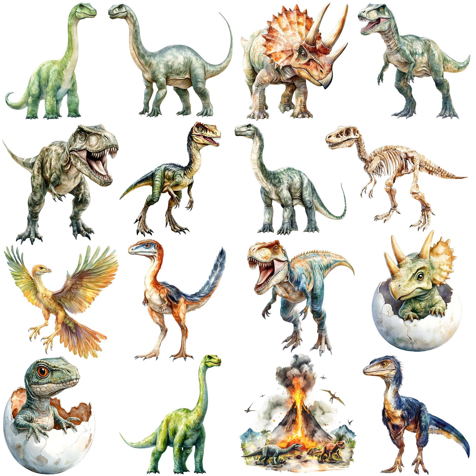 Dinosaur Clipart Bundle, Dinosaurs PNG, Dinosaur Images, T-rex Etc, 300 ...