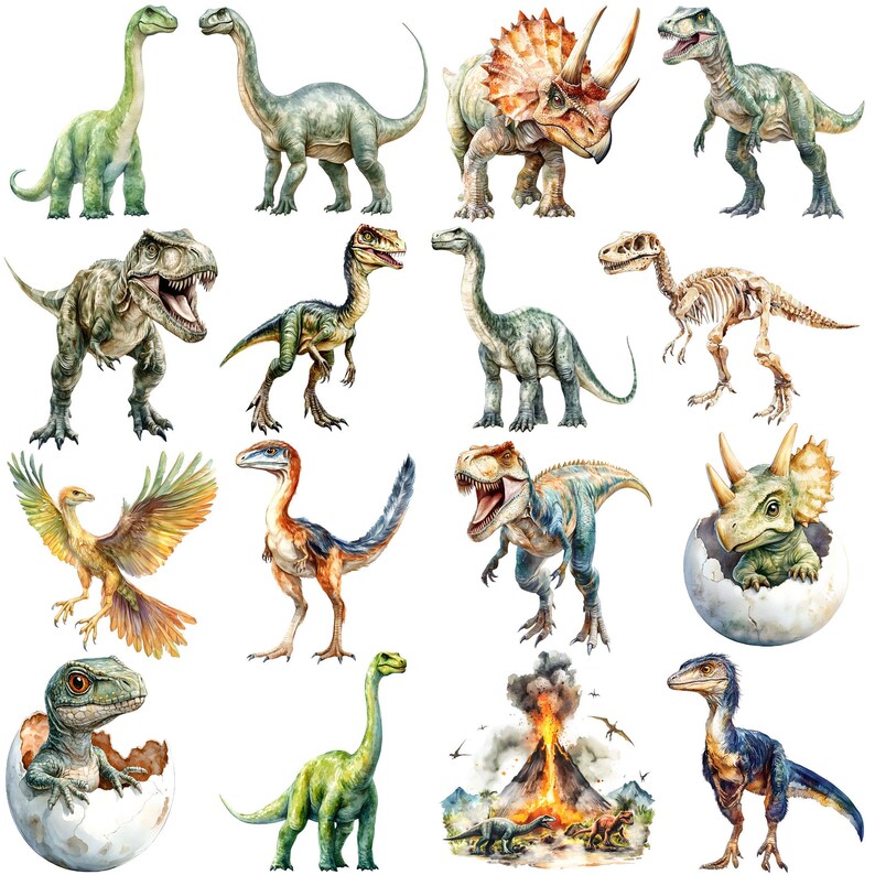 Dinosaur Clipart Bundle, Dinosaurs PNG, Dinosaur Images, T-rex Etc, 300 ...