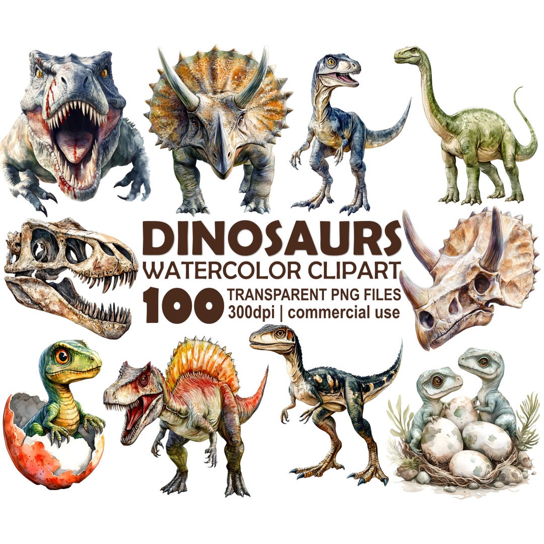 Dinosaur Clipart Bundle, Dinosaurs PNG, Dinosaur Images, T-rex Etc, 300 ...