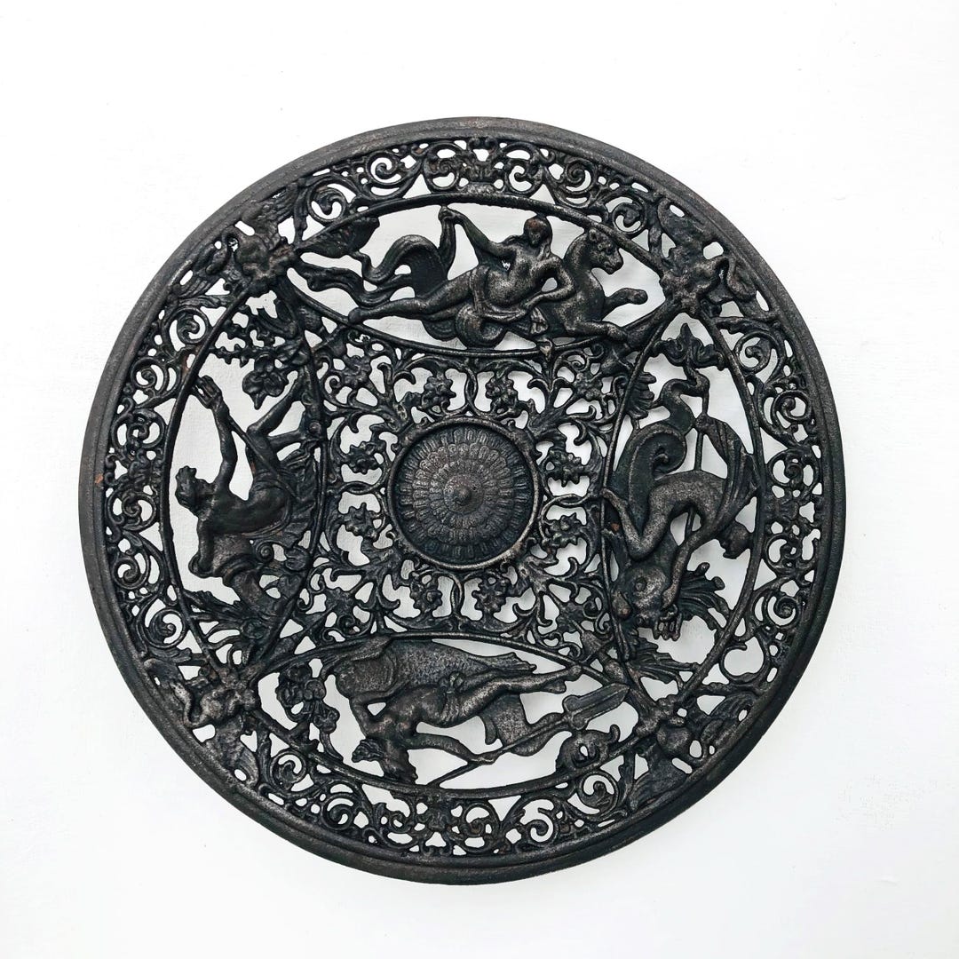 Cast Iron Wall Plate Breakthrough Plate Classicism Poseidon Triton ...